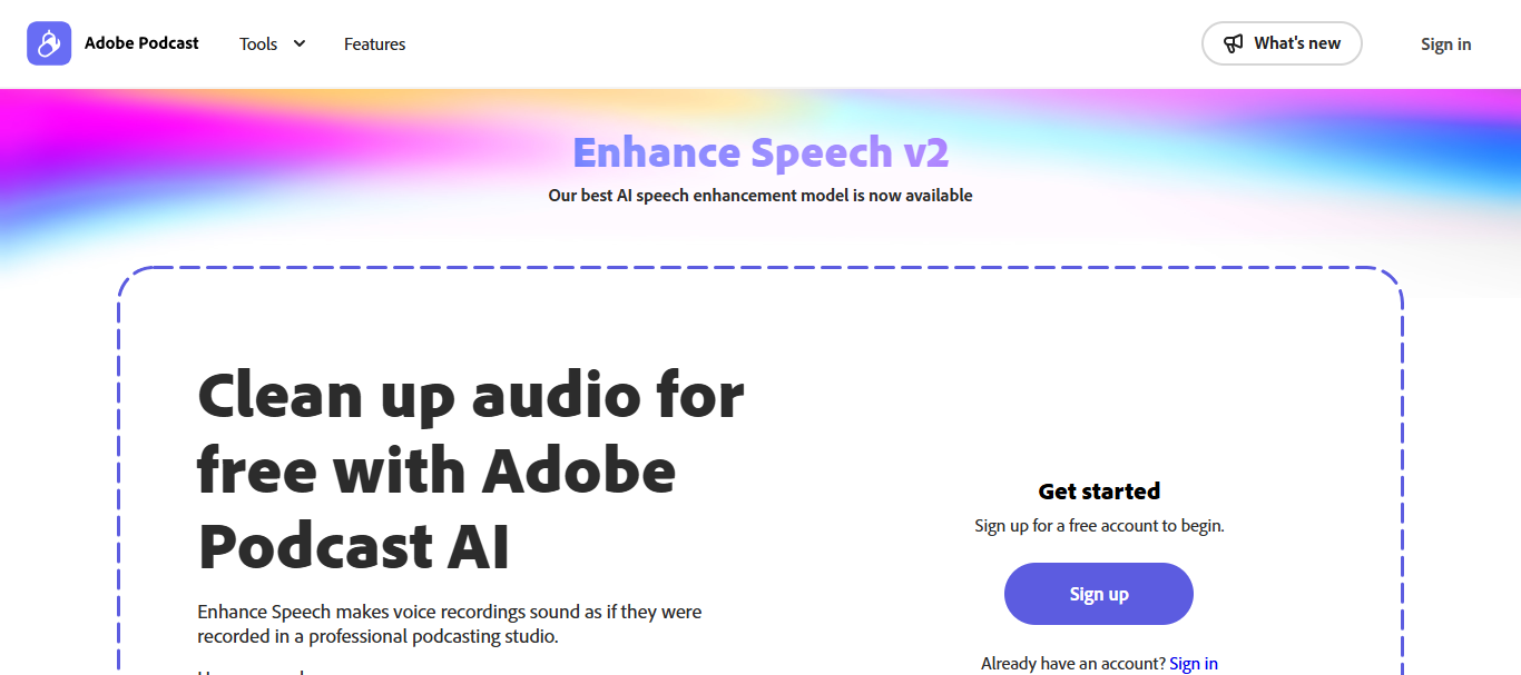Adobe Speech Enhancer AI Tool | AItheirWorld